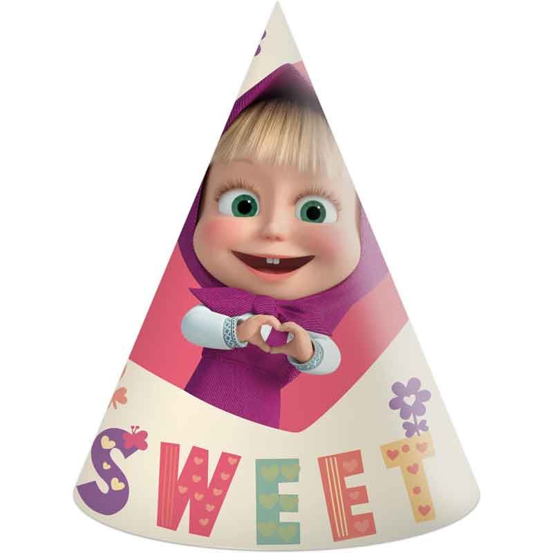 Masha Sweet Heart Party Hats Pack of 6 – Anilas UK