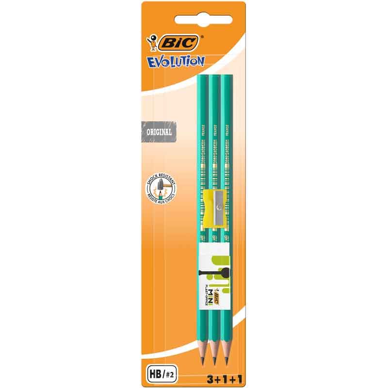 BIC 5 Piece Evolution Pencil, Eraser and Sharpener Set | Anilas UK
