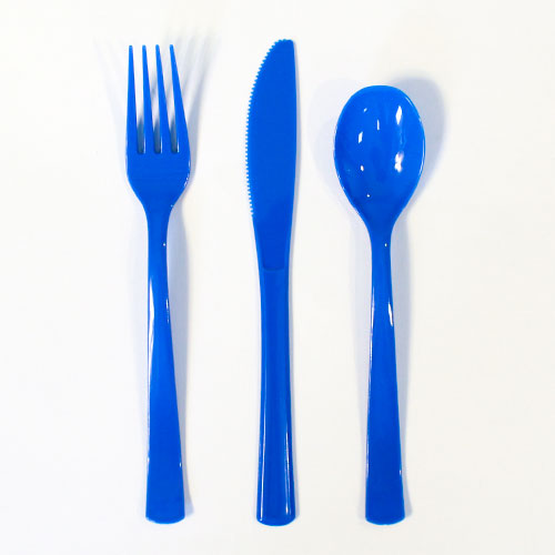 18pc Royal Blue Plastic Cutlery Set – Anilas UK