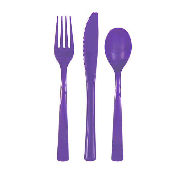 18pc Neon Purple Plastic Cutlery Set – Anilas UK