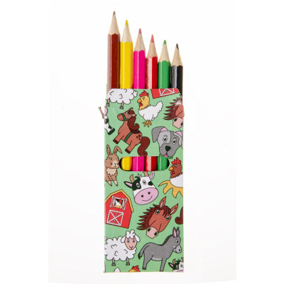 Set of 6 Farm Mini Colouring Pencils | Anilas UK