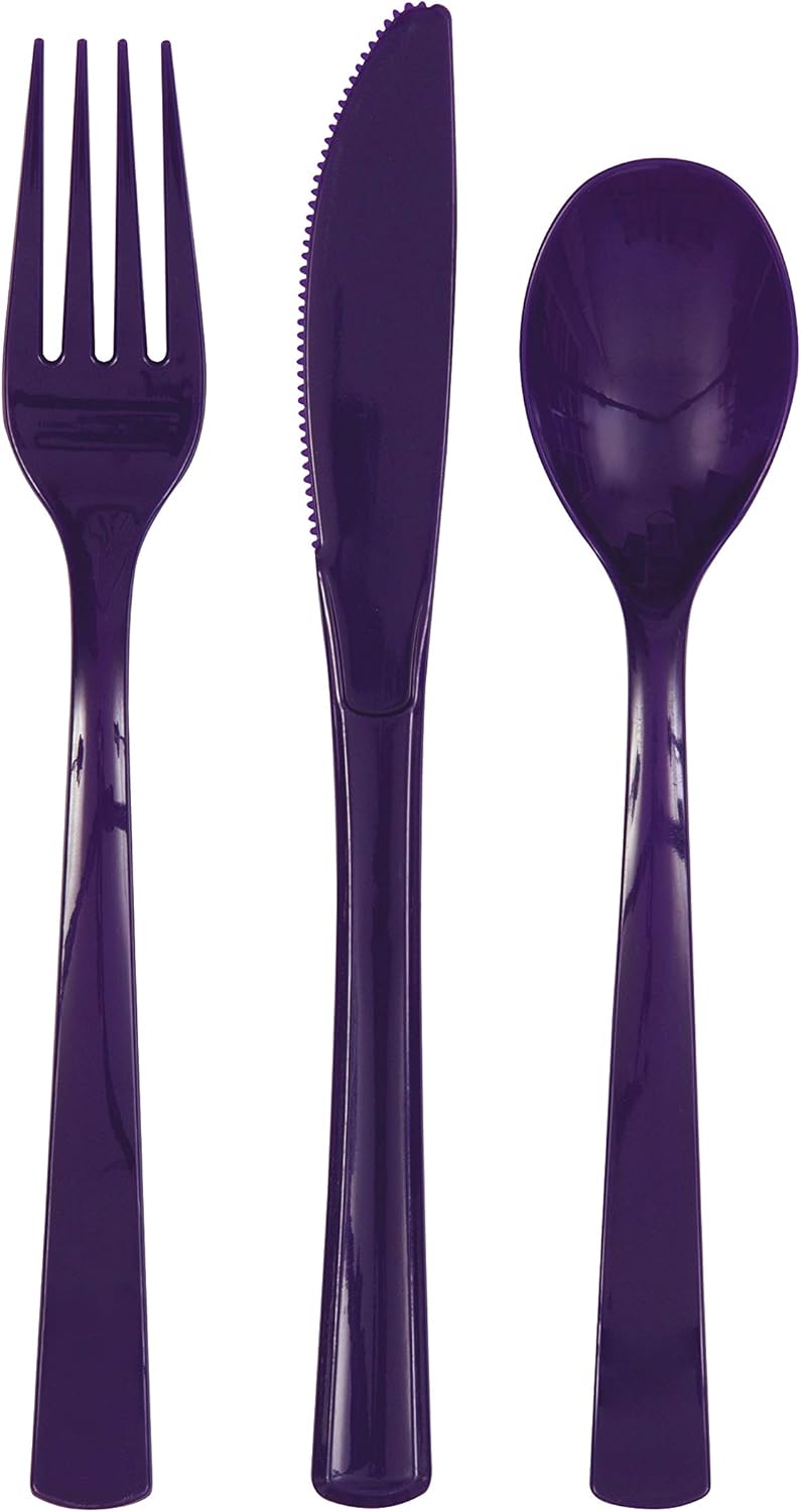 18pc Deep Purple Plastic Cutlery Set – Anilas UK