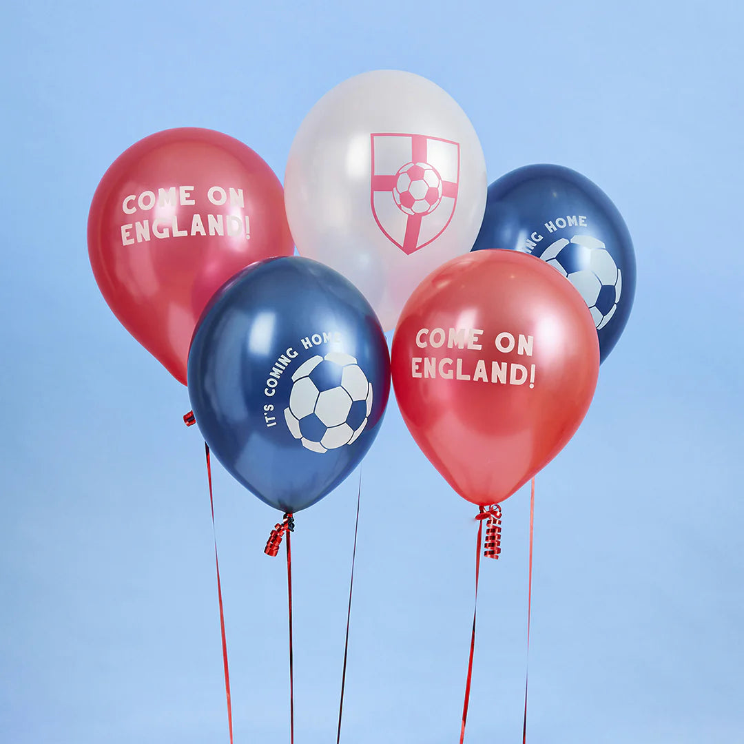 Come On England Latex 12" Balloons (Pack of 5) – Anilas UK