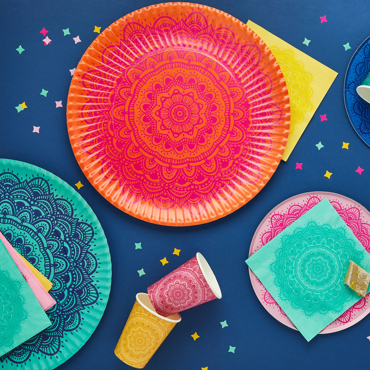 Mandala Large Design Paper Plater Plates (Pack of 4) | Anilas UK