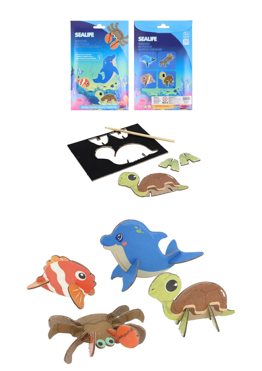 Sea Life Scratch Art 3D Model (Glow in the Dark) | Anilas UK