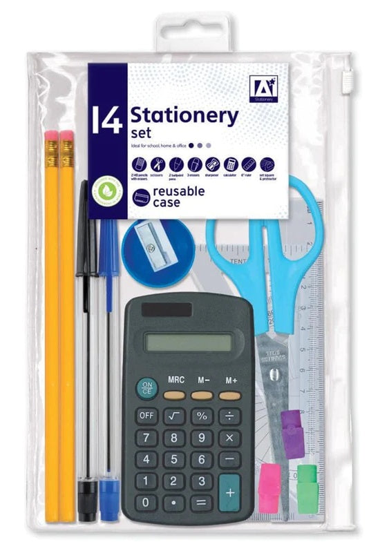 14 Piece Back to School Stationery & Maths Set including Calculator ...