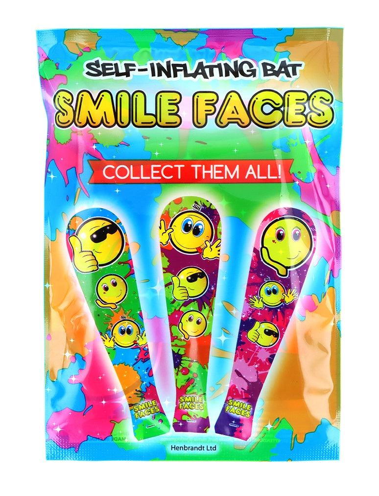 Self Inflating Yellow Smiley Face Baseball Bat | Anilas UK