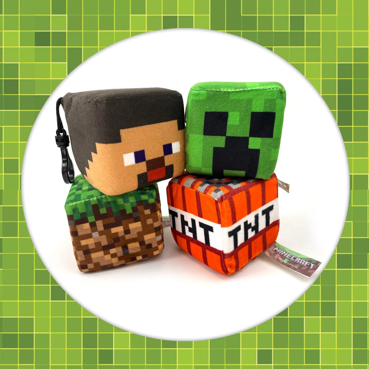 Minecraft Plush Cube Bag Clips, 8cm, 4 Assorted Designs – Anilas UK