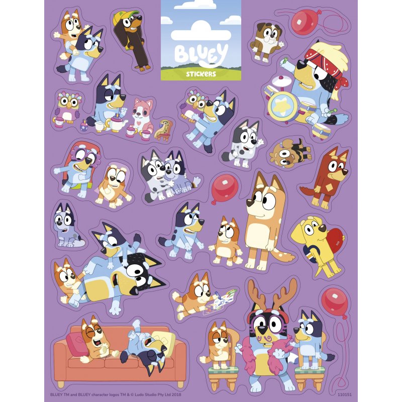 Bluey Large Sticker Sheet 156 x 200mm | Anilas UK