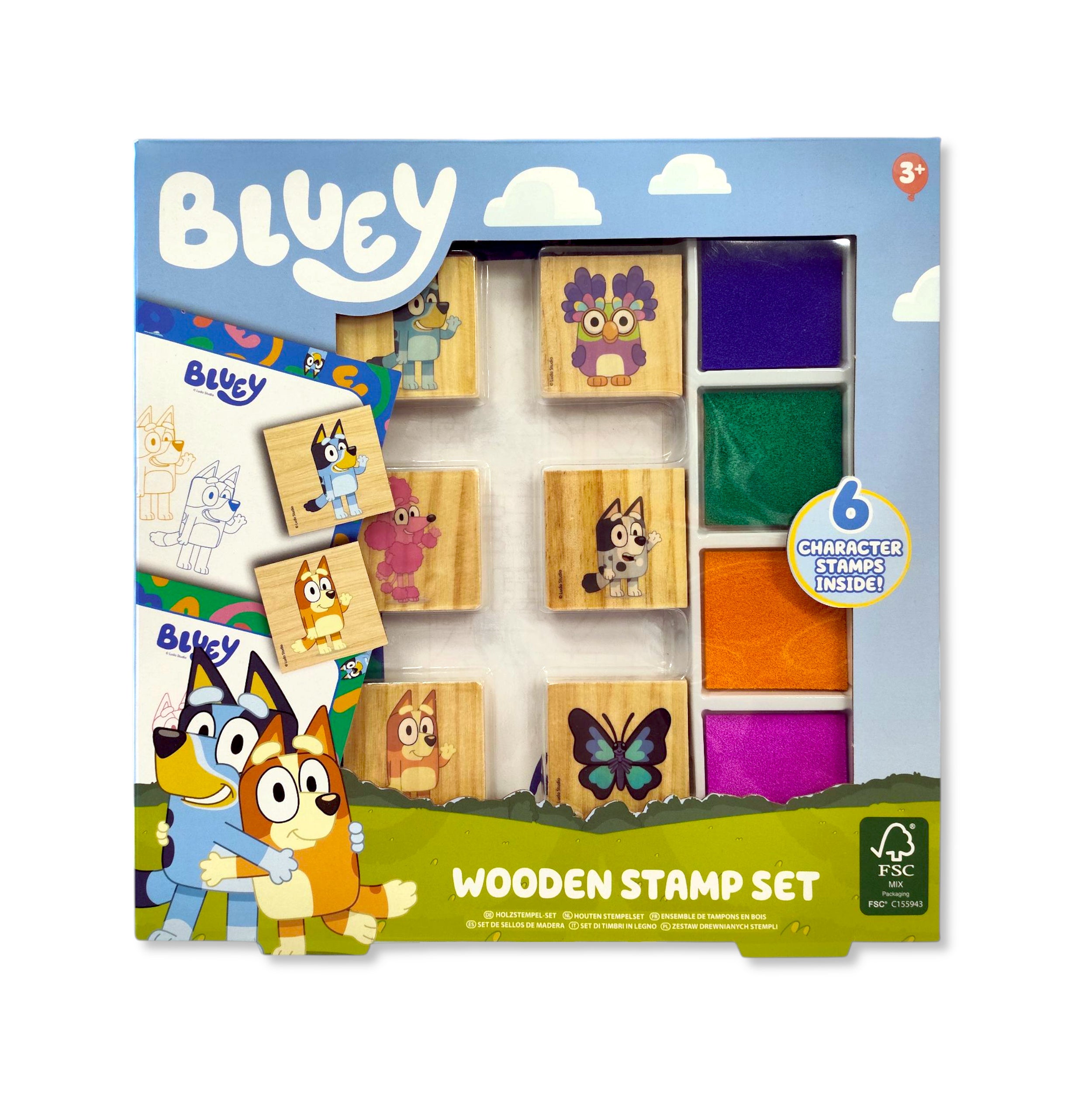 Bluey Wooden Stamper Set, 6 Stamps, 4 Ink Pads, 3+ | £4.99 – Anilas UK