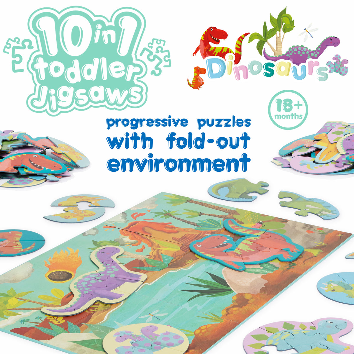 Dinosaur 10 in 1 Toddler Jigsaw Puzzle | Anilas UK