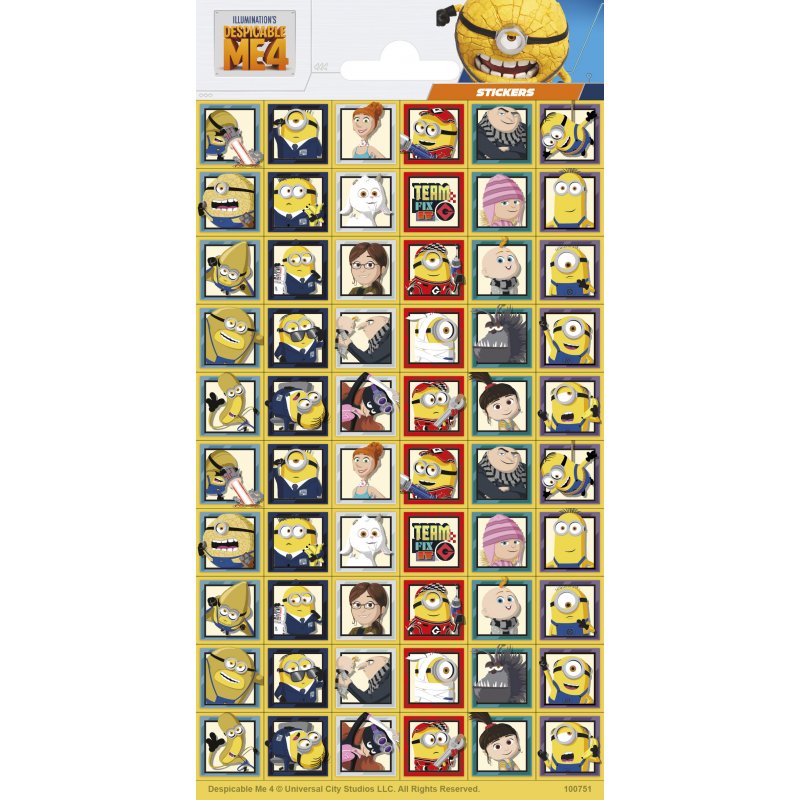 Minions Despicable Me 4 Sheet of 60 Mini Stickers | Anilas UK