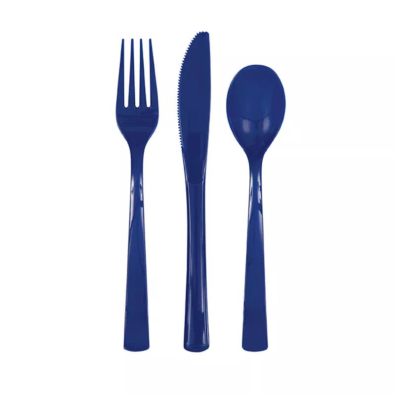18pc Navy Blue Plastic Cutlery Set – Anilas UK