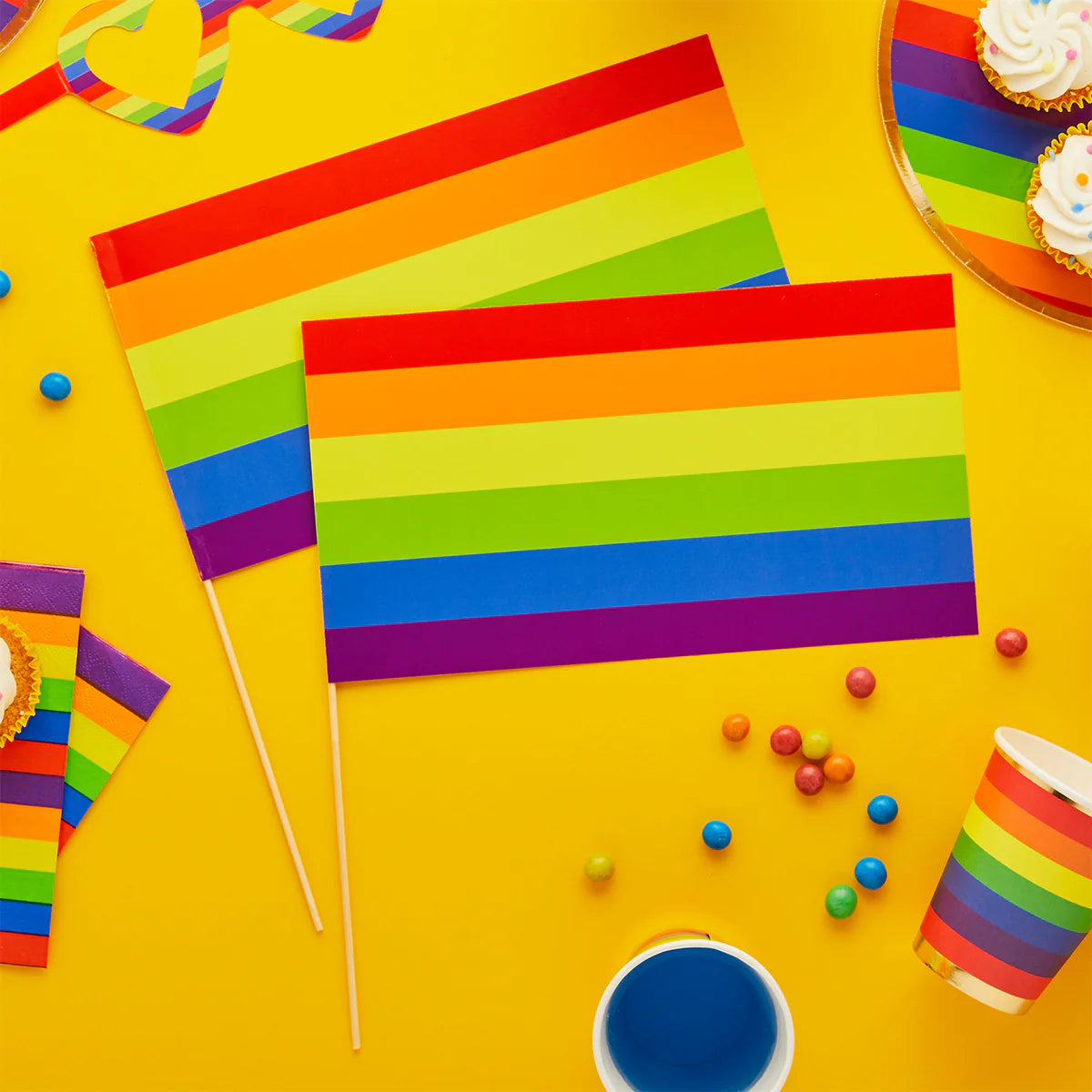 Pride - Paper Hand held Flags (Pack of 6) | Anilas UK