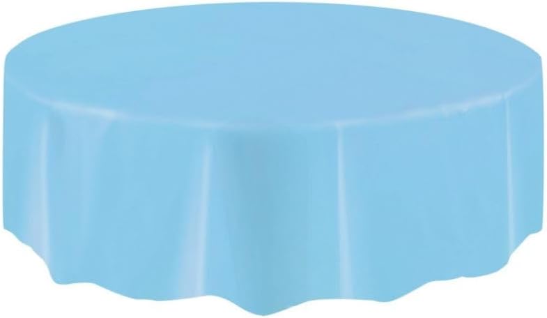 Powder Blue Plastic Round Party Table Cover 213cm | Anilas UK